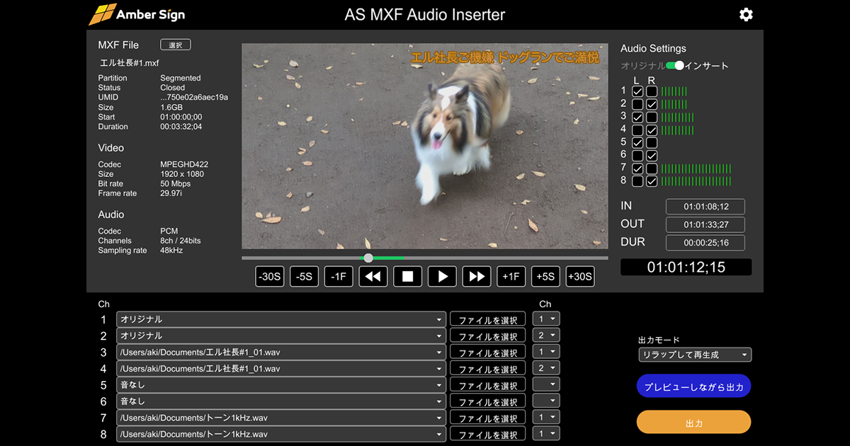 AS MXF Audio Inserter | アンバーサイン